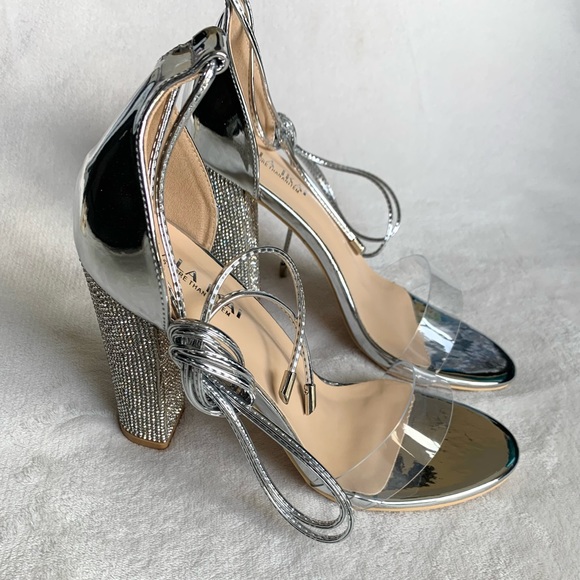 LALA IKAI | Shoes | Lala Ikai Gold Rhinestone High Heels Sandals Ankle ...